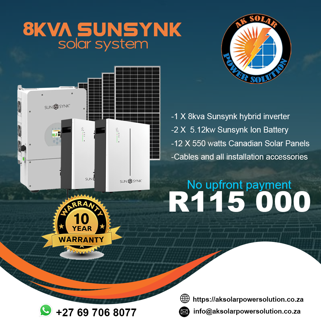 8kva Sunsynk solar system – AK Solar Power Solution